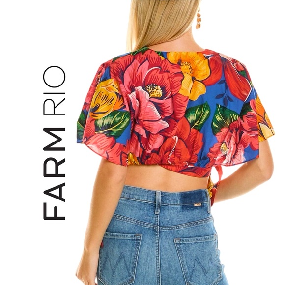 FARM Rio | Tops | Farm Rio Winter Chita Crop Top | Poshmark